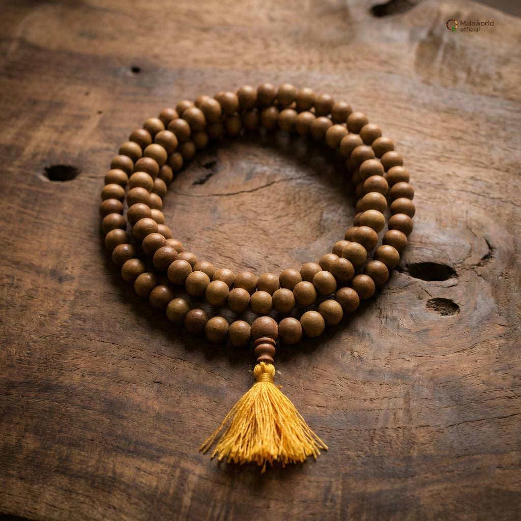 Pure White Sandalwood Mala (Safed Chandan) | For Peace, Cooling & Medi ...